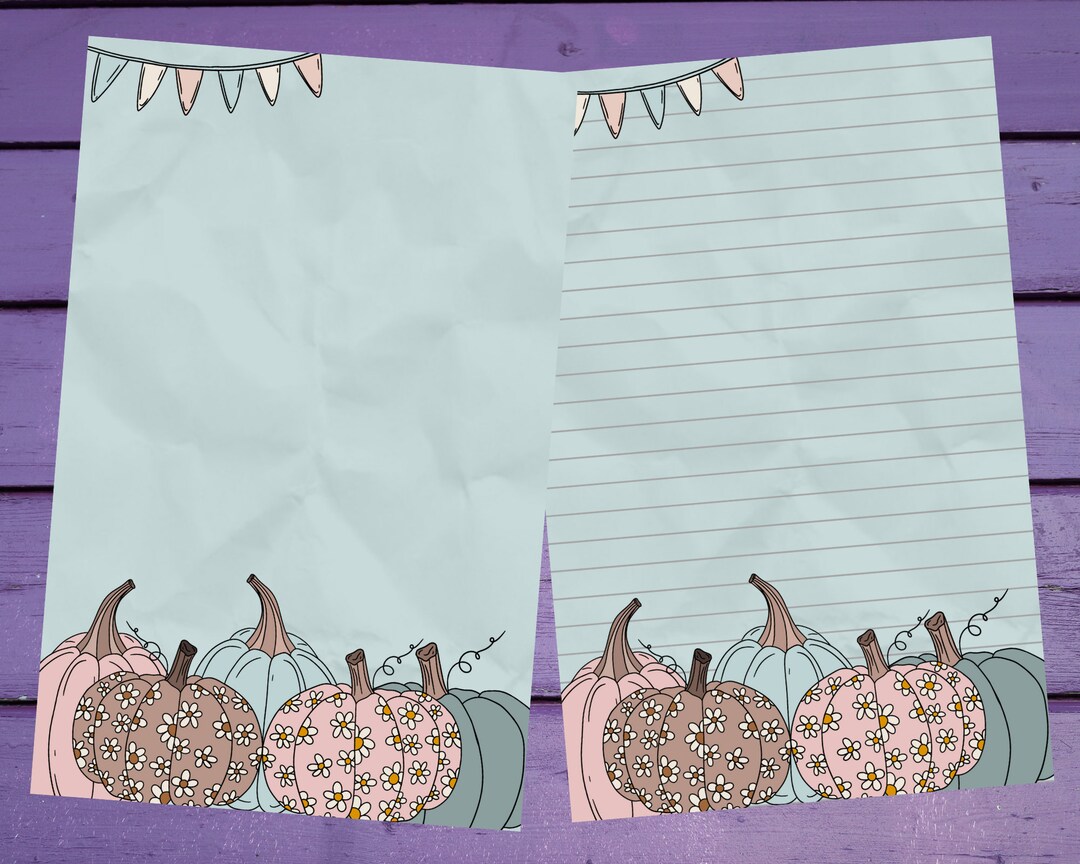 Pastel Pumpkins Letter Writing Paper A5 Stationery Lined/unlined Penpal ...