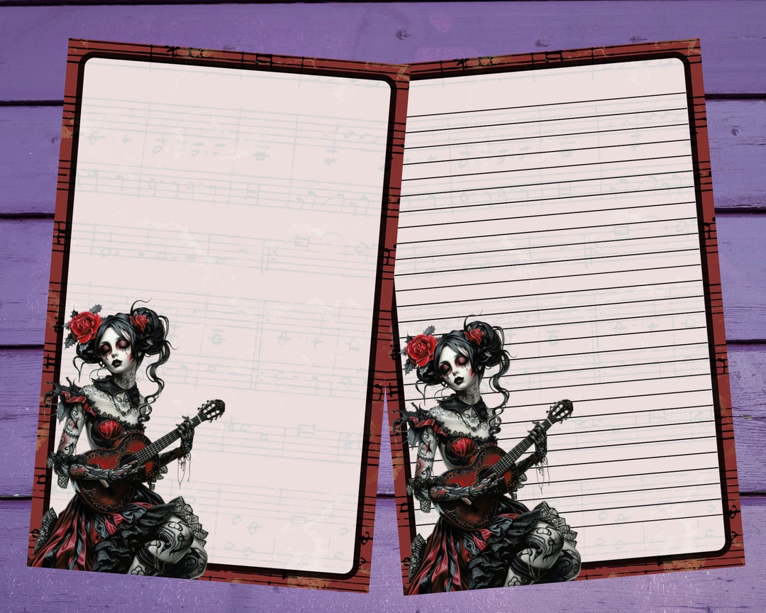 Undead Music Letter Writing Paper A5 Stationery Lined/unlined Penpal ...