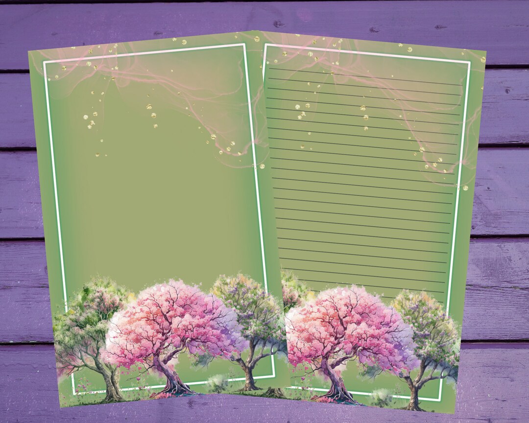 Spring Trees Letter Writing Paper A5 Stationery Lined/unlined Penpal ...