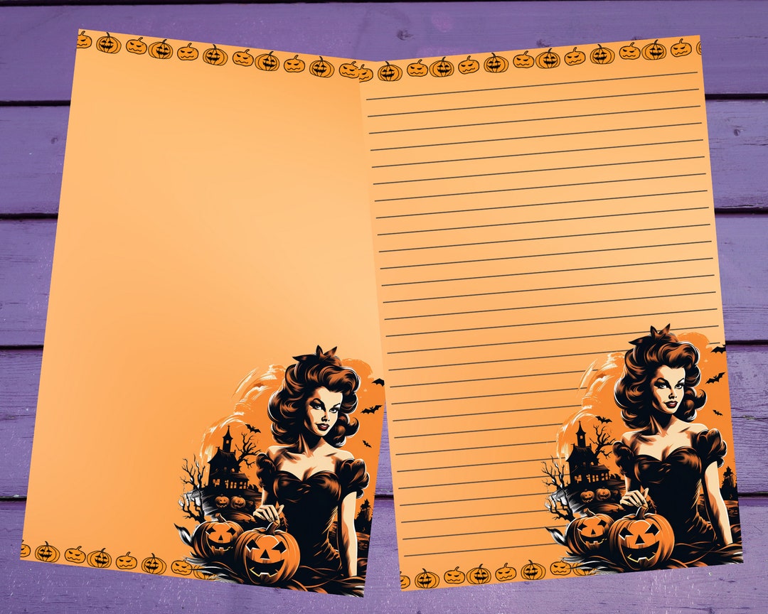 Retro Halloween Letter Writing Paper A5 Stationery Lined/unlined Penpal ...
