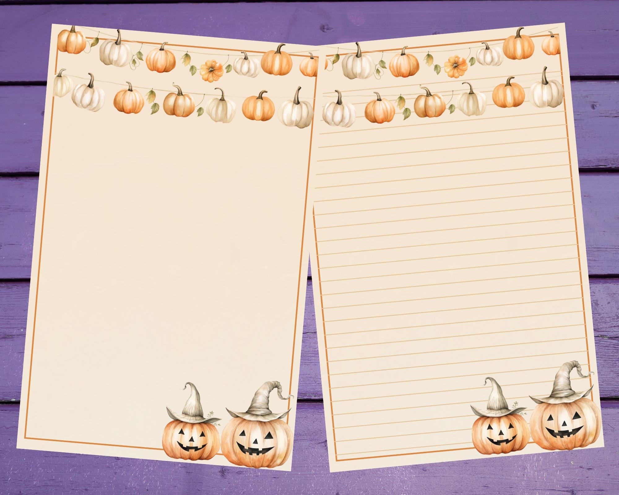 Halloween Pumpkins Letter Writing Paper A5 Stationery Lined/unlined ...