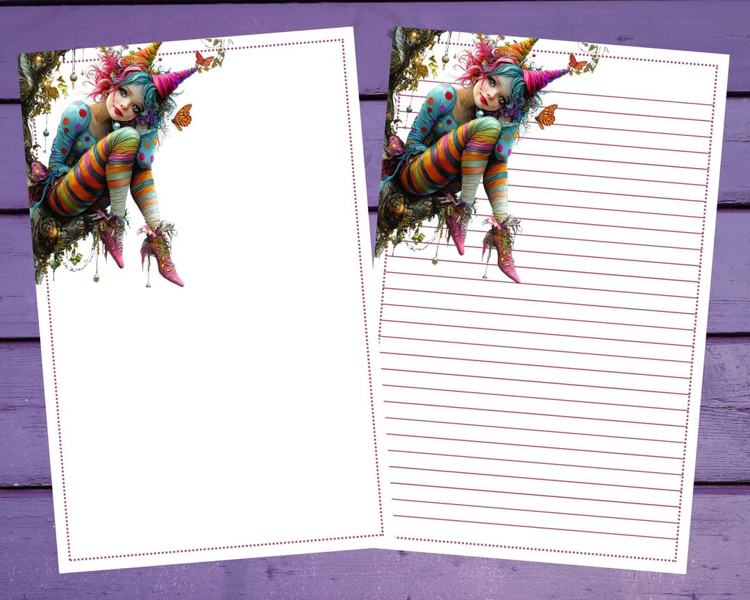 Jester Fairy Letter Writing Paper A5 Stationery Lined/unlined Penpal ...
