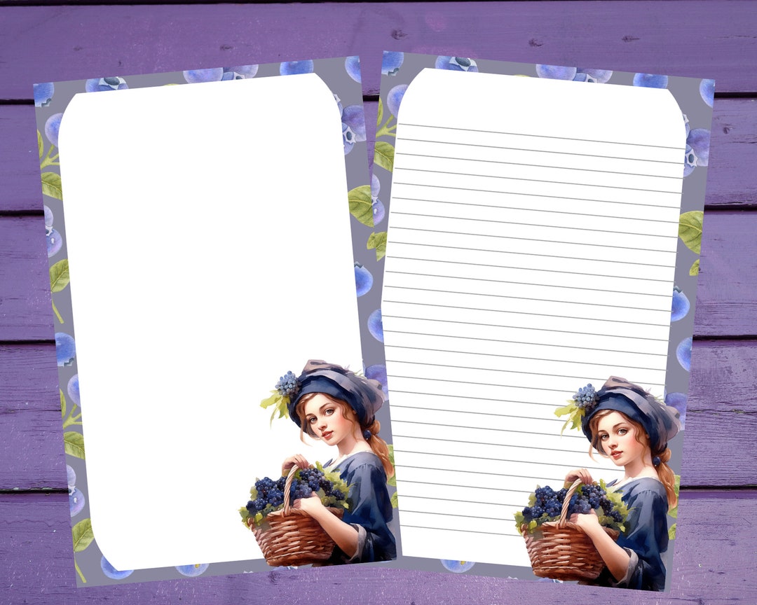 Blueberry Letter Writing Paper A5 Stationery Lined/unlined Penpal ...
