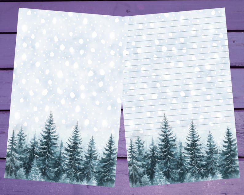 Winter Pine Forest Letter Writing Paper A5 Stationery Lined/unlined ...