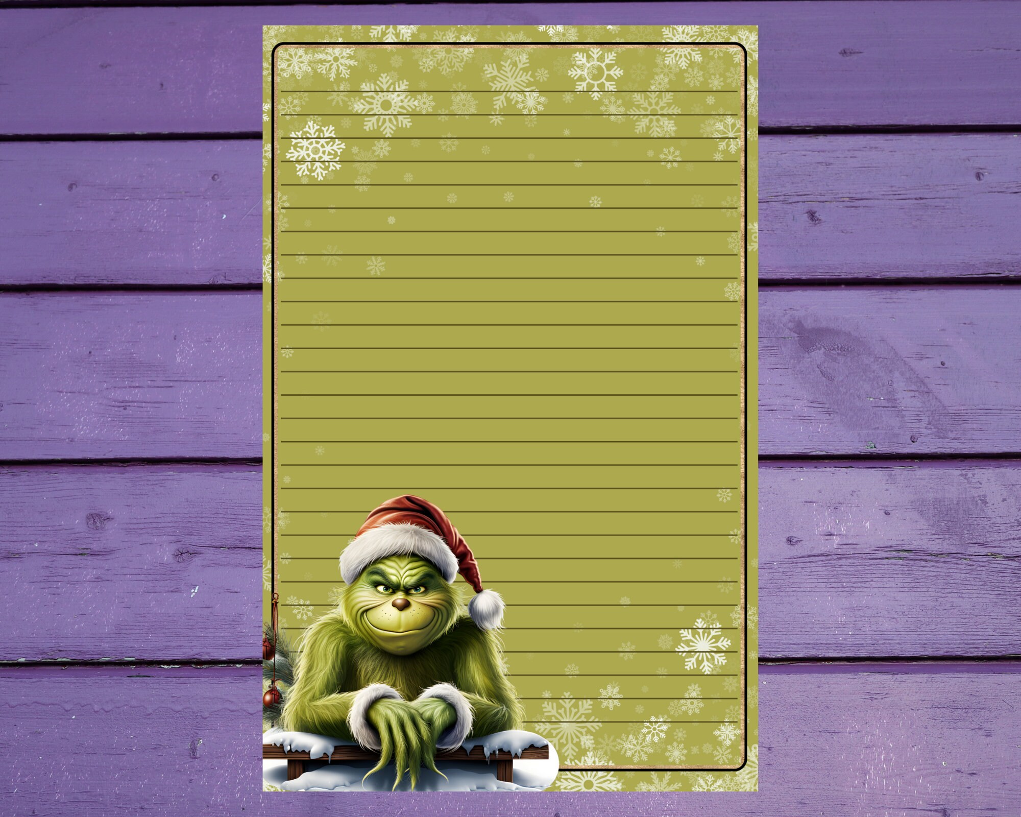 Grinch Letter Writing Paper A5 Stationery Lined/unlined Penpal Supplies ...
