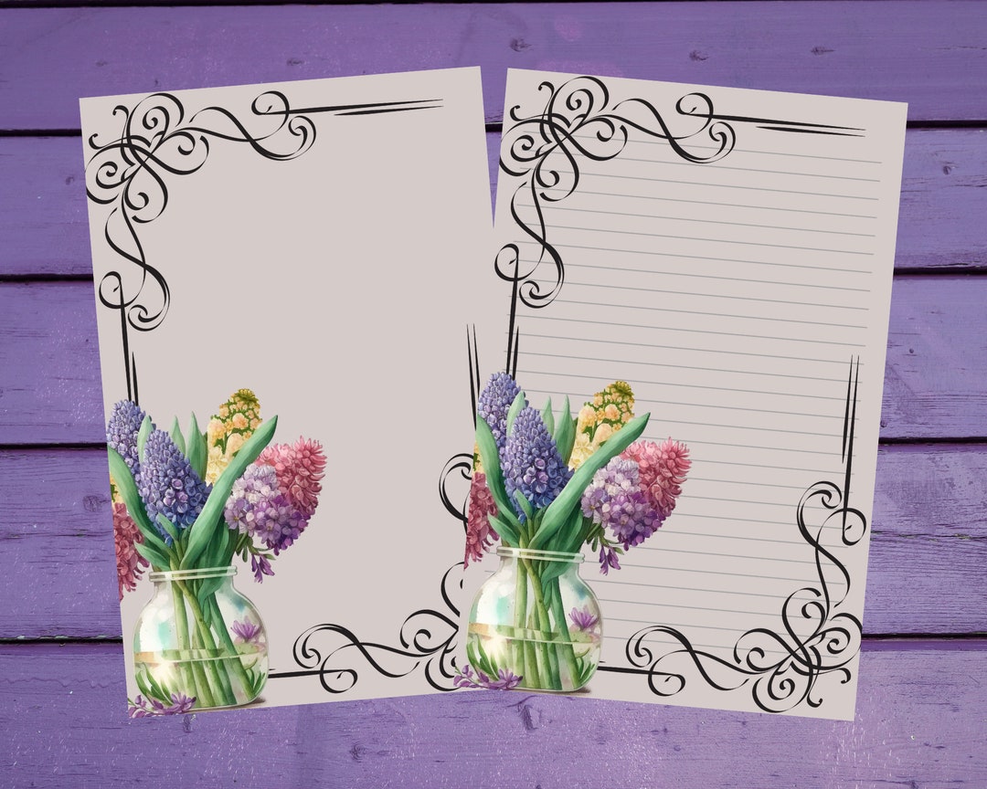 Hyacinth Spring Letter Writing Paper A5 Stationery Lined/unlined Penpal ...