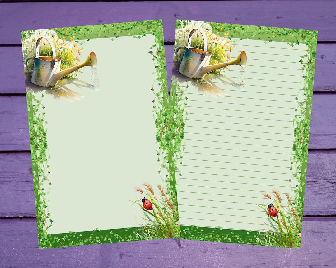 Spring Gardening Letter Writing Paper A5 Stationery Lined/unlined ...