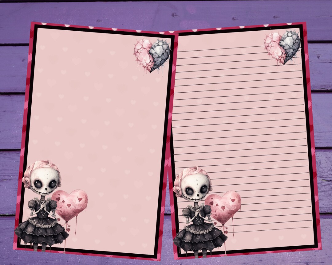 Creepy Valentine Letter Writing Paper A5 Stationery Lined/unlined ...