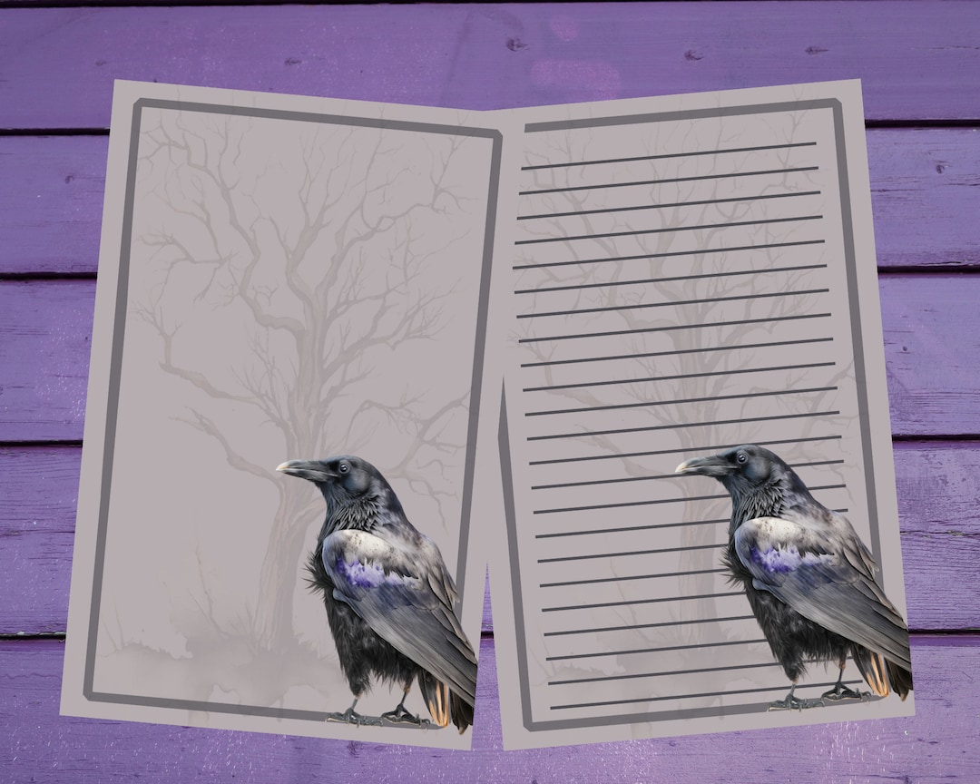 Raven Letter Writing Paper A5 Stationery Lined/unlined Penpal Supplies ...