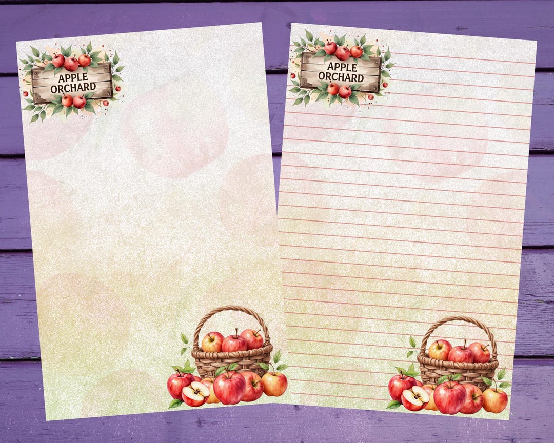 Apple Orchard Letter Writing Paper A5 Stationery Lined/unlined Penpal ...