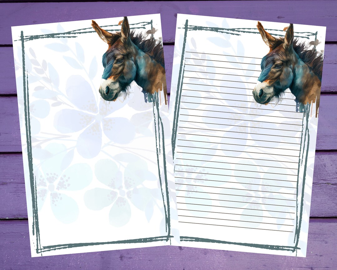 Donkey Letter Writing Paper A5 Stationery Lined/unlined Penpal Supplies ...