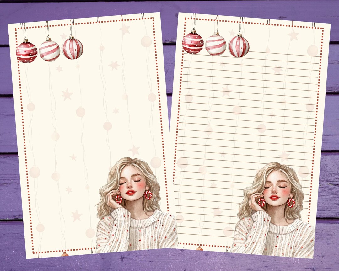 Candy Cane Christmas Letter Writing Paper A5 Stationery Lined/unlined ...
