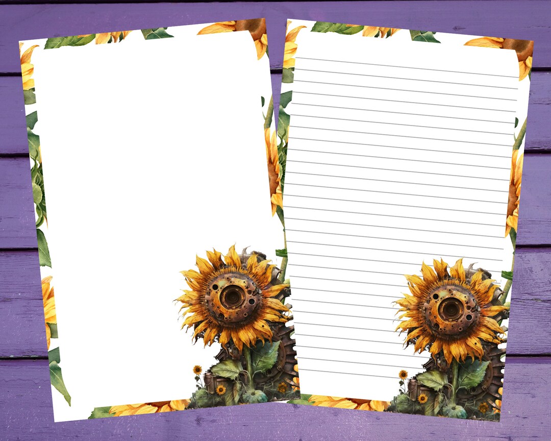 Steampunk Sunflower Letter Writing Paper A5 Stationery Lined/unlined ...