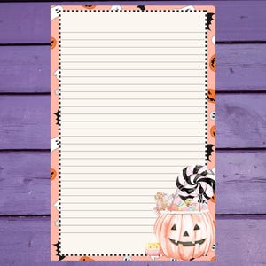 Halloween Candy Letter Writing Paper A5 Stationery Lined/unlined Penpal ...