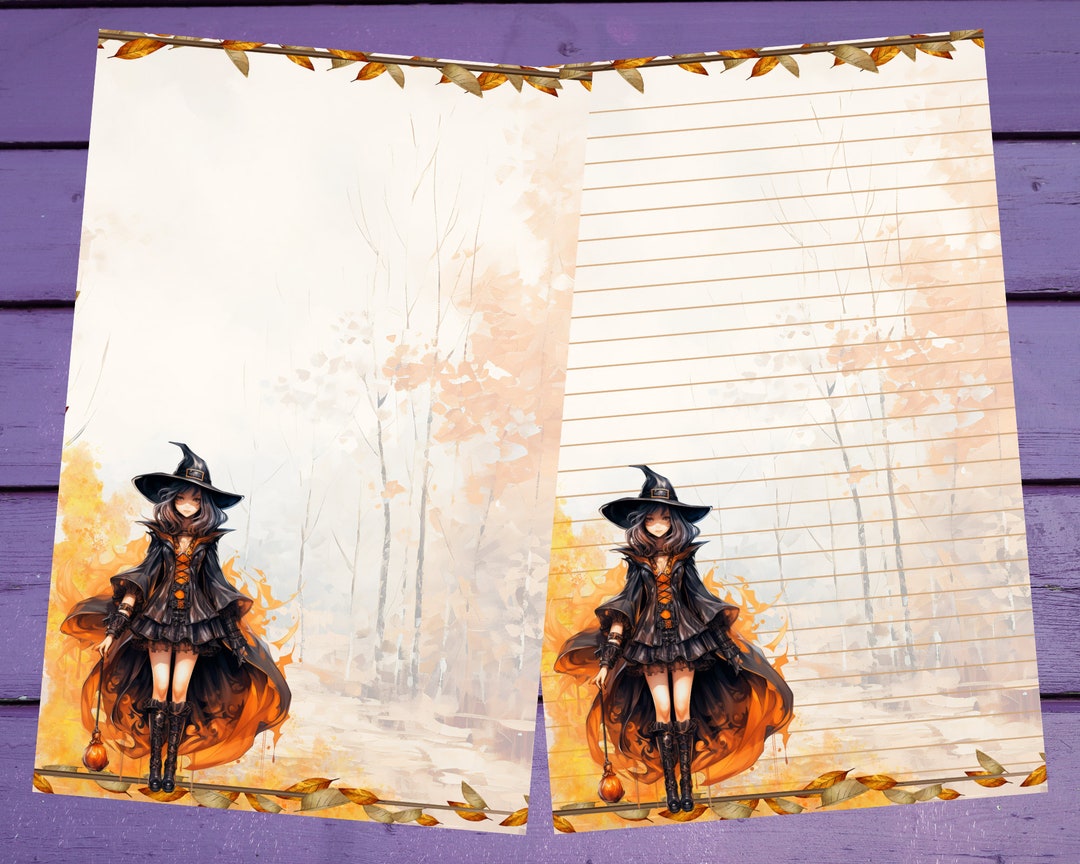 Autumn Witch Letter Writing Paper A5 Stationery Lined/unlined Penpal ...