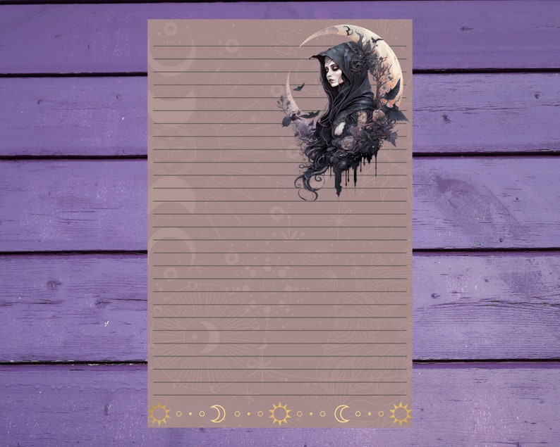 Celestial Witch Letter Writing Paper A5 Stationery Lined/unlined Penpal ...