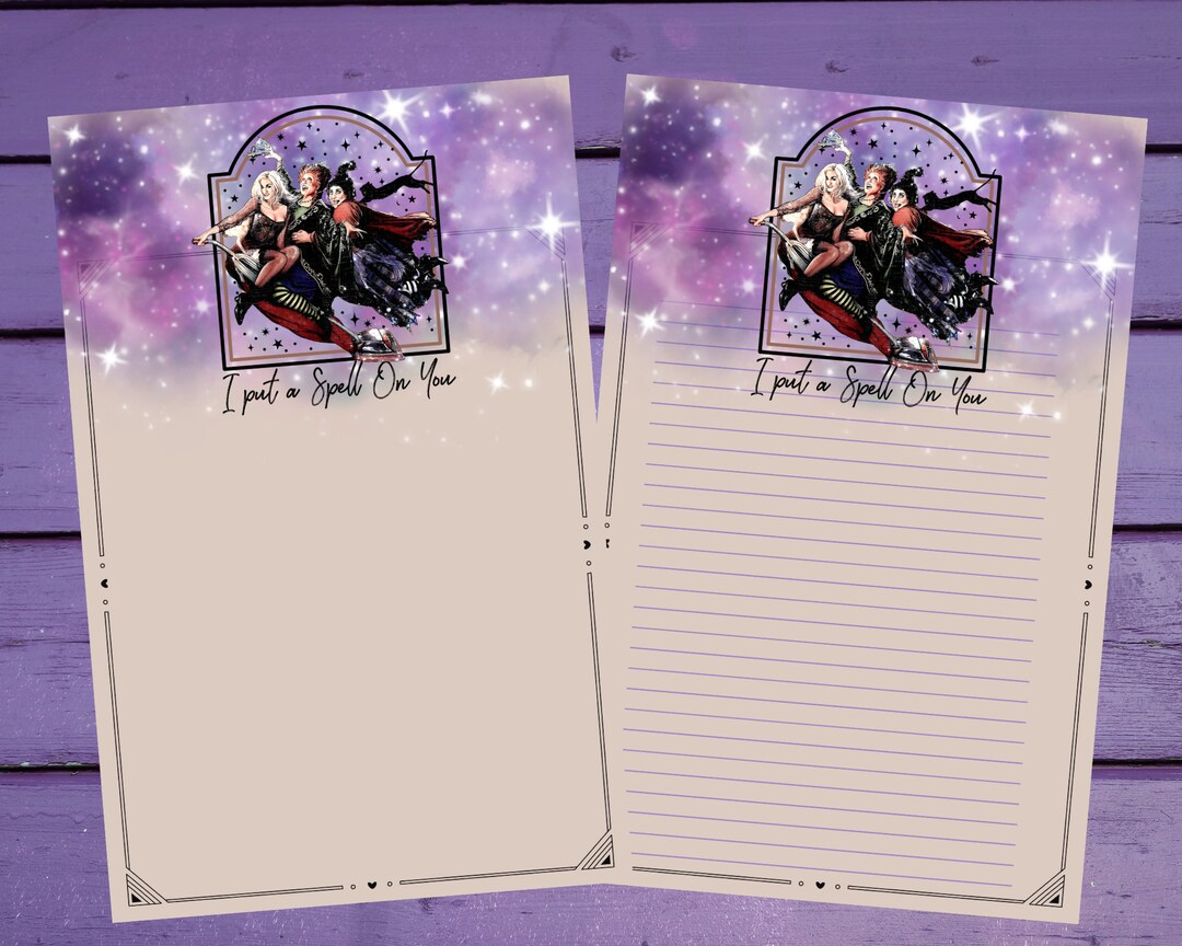 Hocus Pocus Letter Writing Paper A5 Stationery Lined/unlined Penpal ...