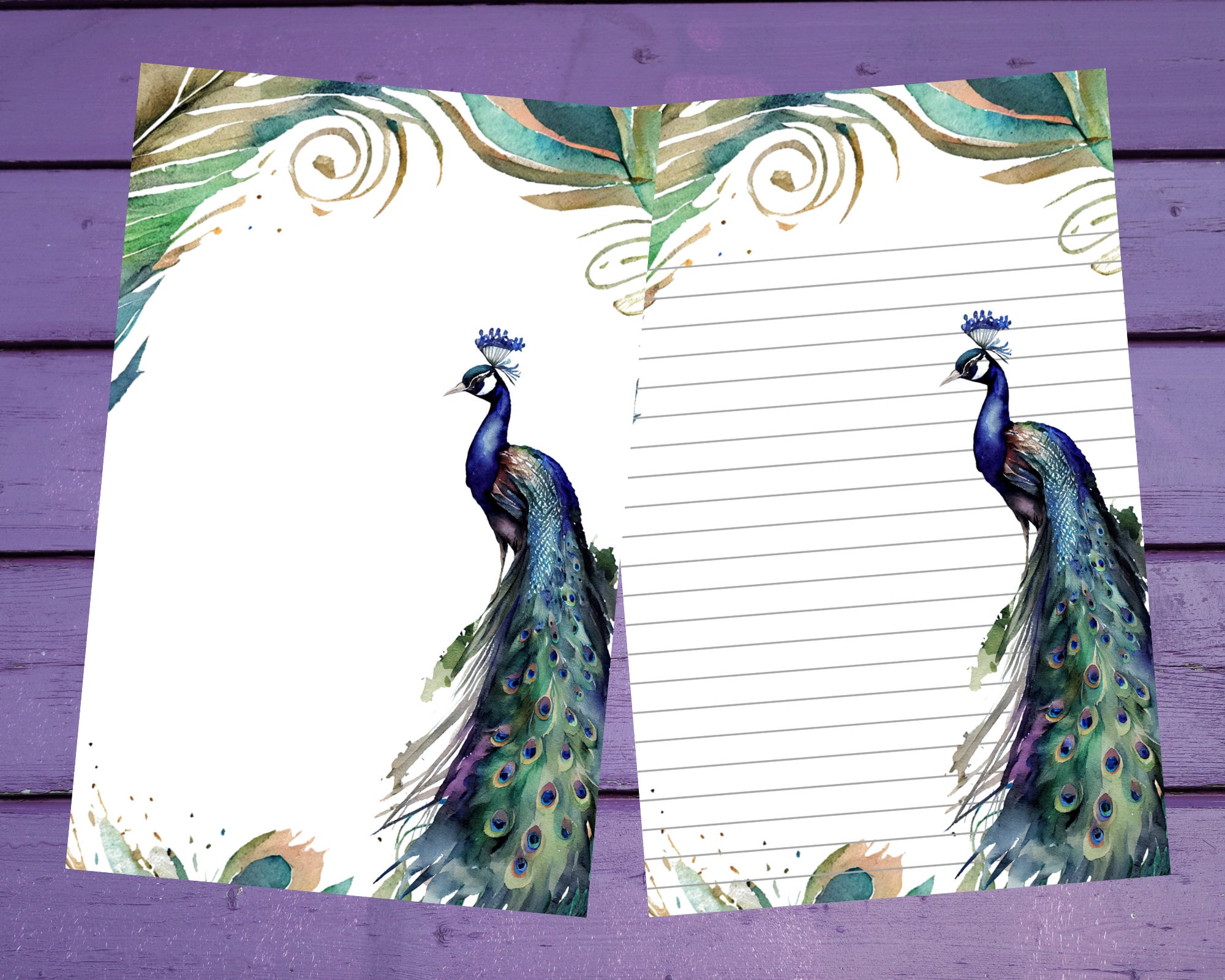 Peacock Letter Writing Paper A5 Stationery Lined/unlined - Etsy