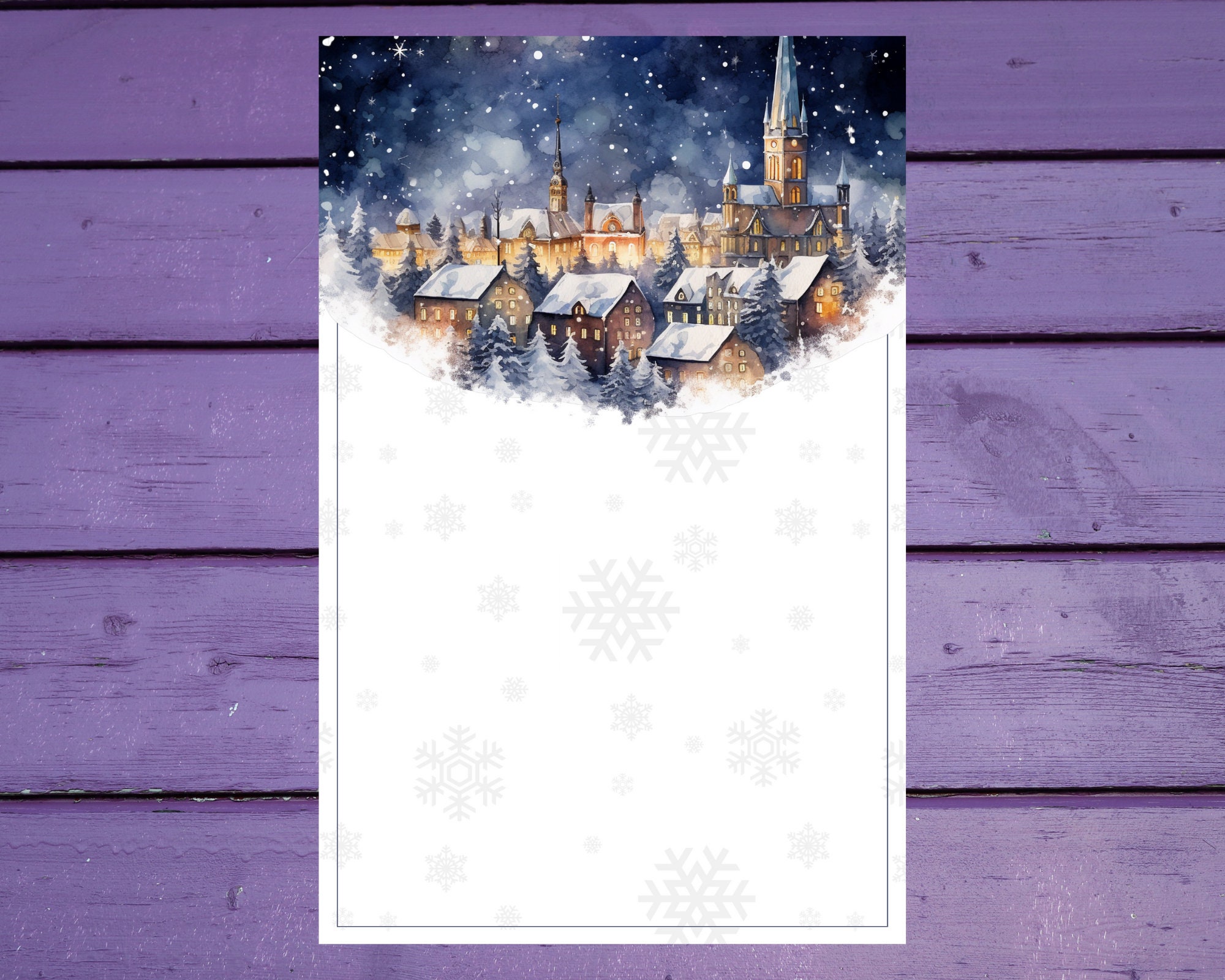 Snowy Town Letter Writing Paper A5 Stationery Lined/unlined Penpal ...