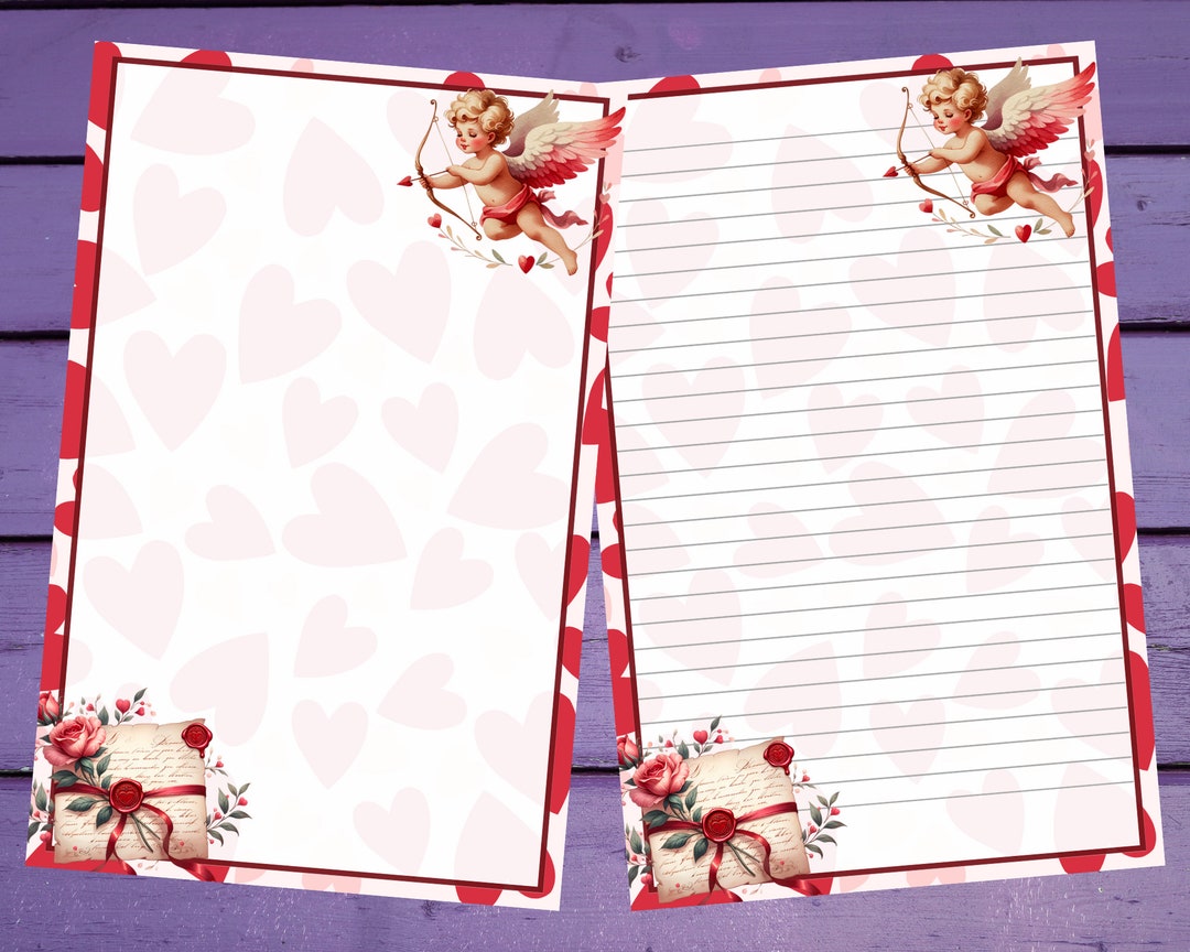 Valentine's Day Letter Writing Paper A5 Stationery Lined/unlined Penpal ...