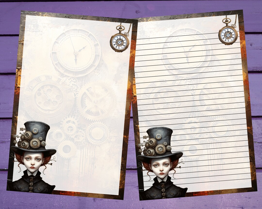 Steampunk Vibes Letter Writing Paper A5 Stationery Lined/unlined Penpal ...