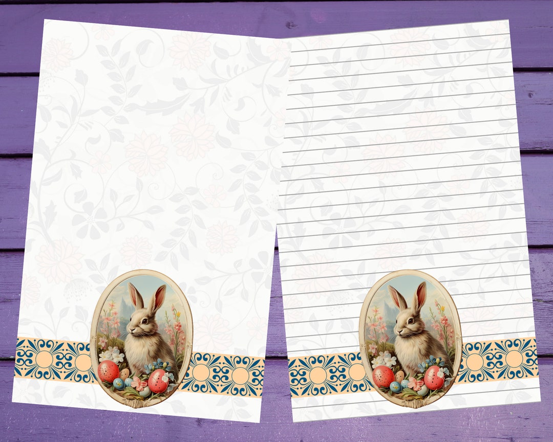 Vintage Easter Bunny Letter Writing Paper A5 Stationery Lined/unlined ...