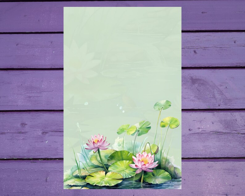 Lily Pond Letter Writing Paper A5 Stationery Lined/unlined Penpal ...