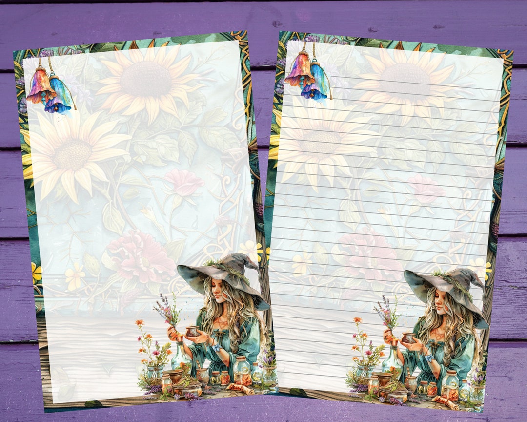 Summer Witch Letter Writing Paper A5 Stationery Lined/unlined Penpal ...
