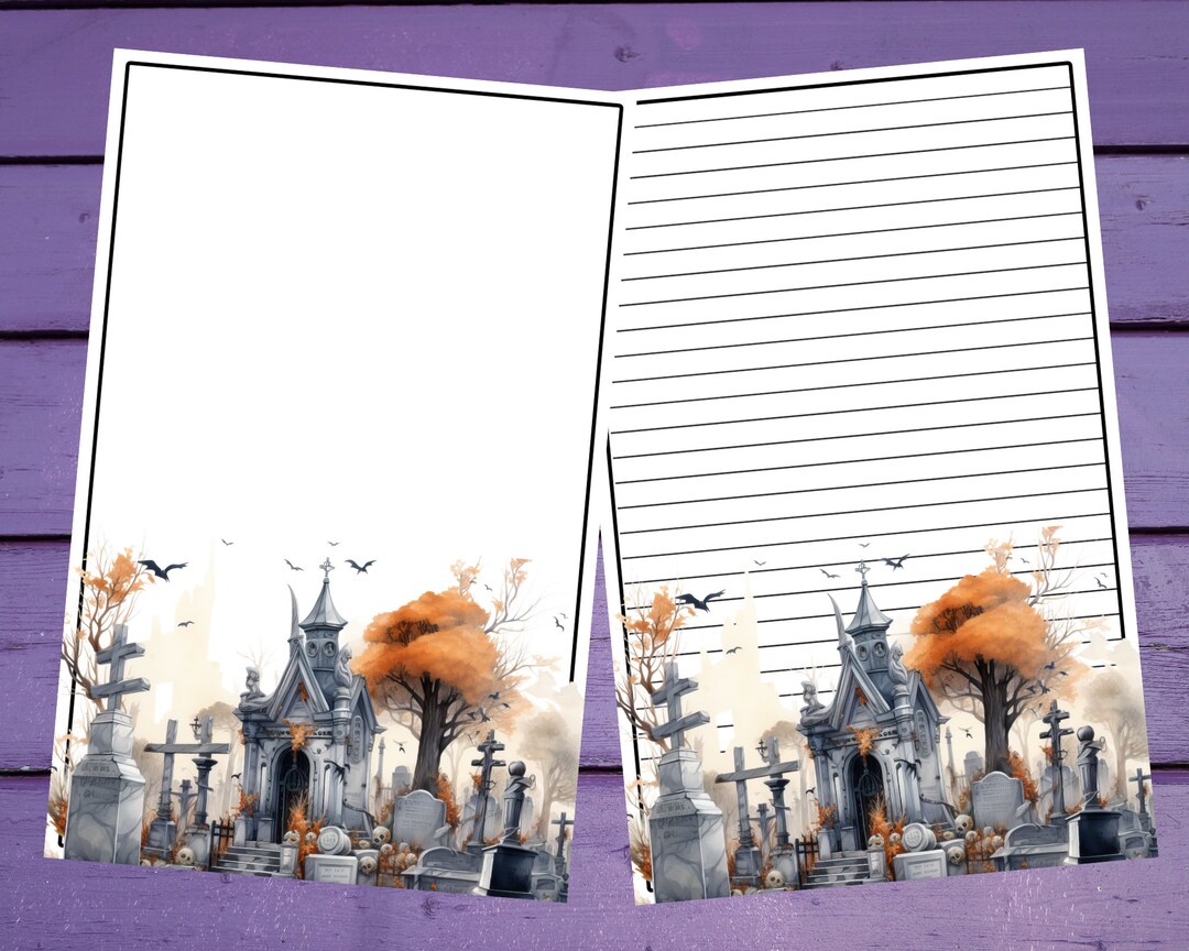 Halloween Graveyard Letter Writing Paper A5 Stationery Lined/unlined ...