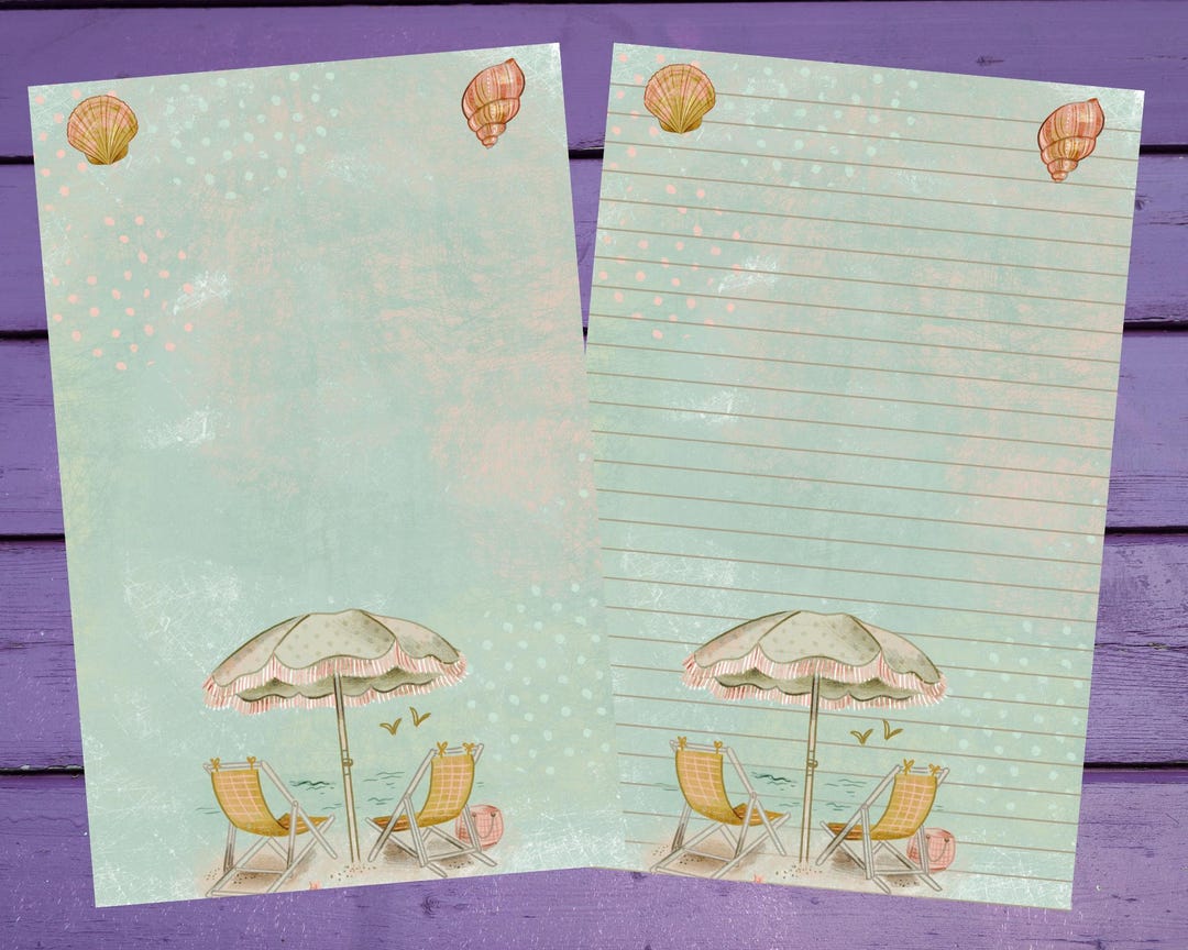 Retro Summer Beach Letter Writing Paper A5 Stationery Lined/unlined ...