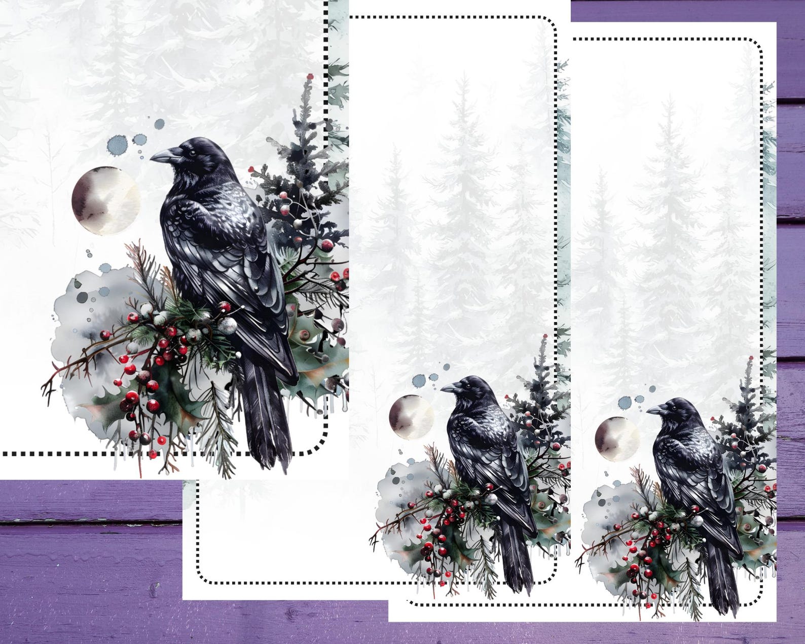 Christmas Raven Letter Writing Paper A5 Stationery Lined/unlined Penpal ...