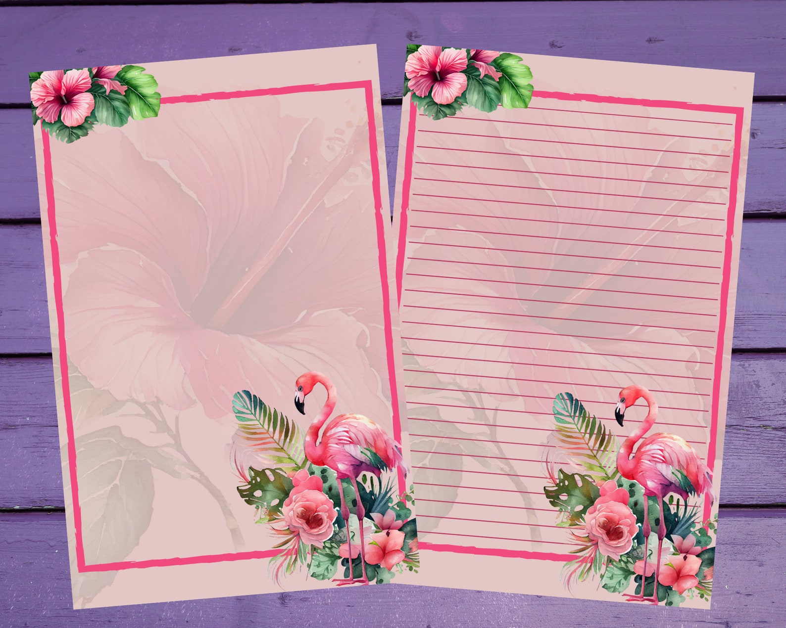Flamingo Letter Writing Paper A5 Stationery Lined/unlined Penpal ...