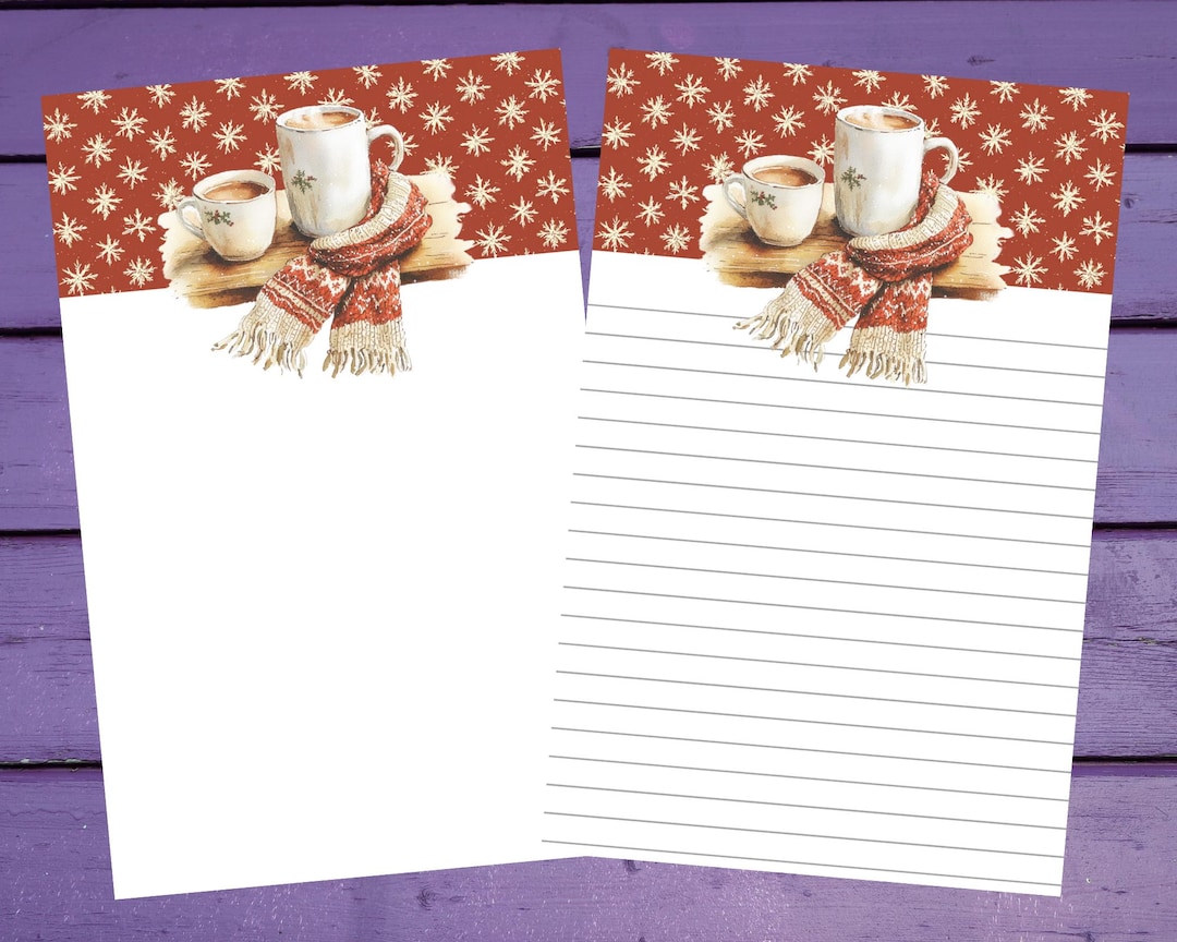Cozy Christmas Letter Writing Paper A5 Stationery Lined/unlined Penpal ...