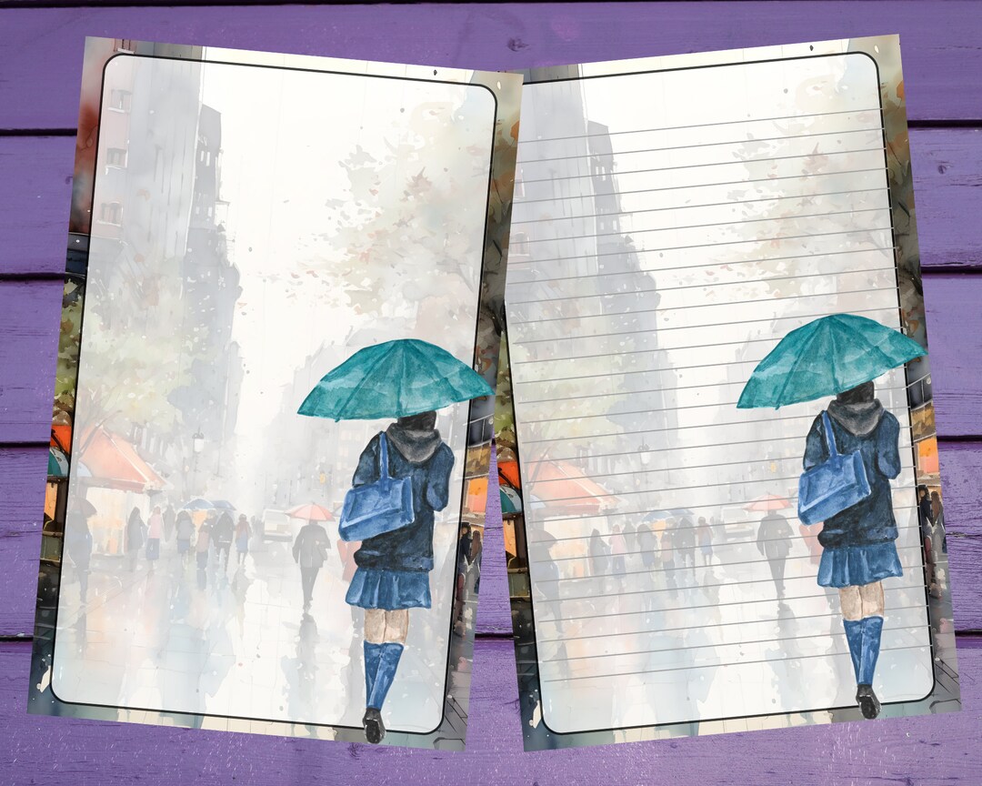 Rainy Day Letter Writing Paper A5 Stationery Lined/unlined Penpal ...