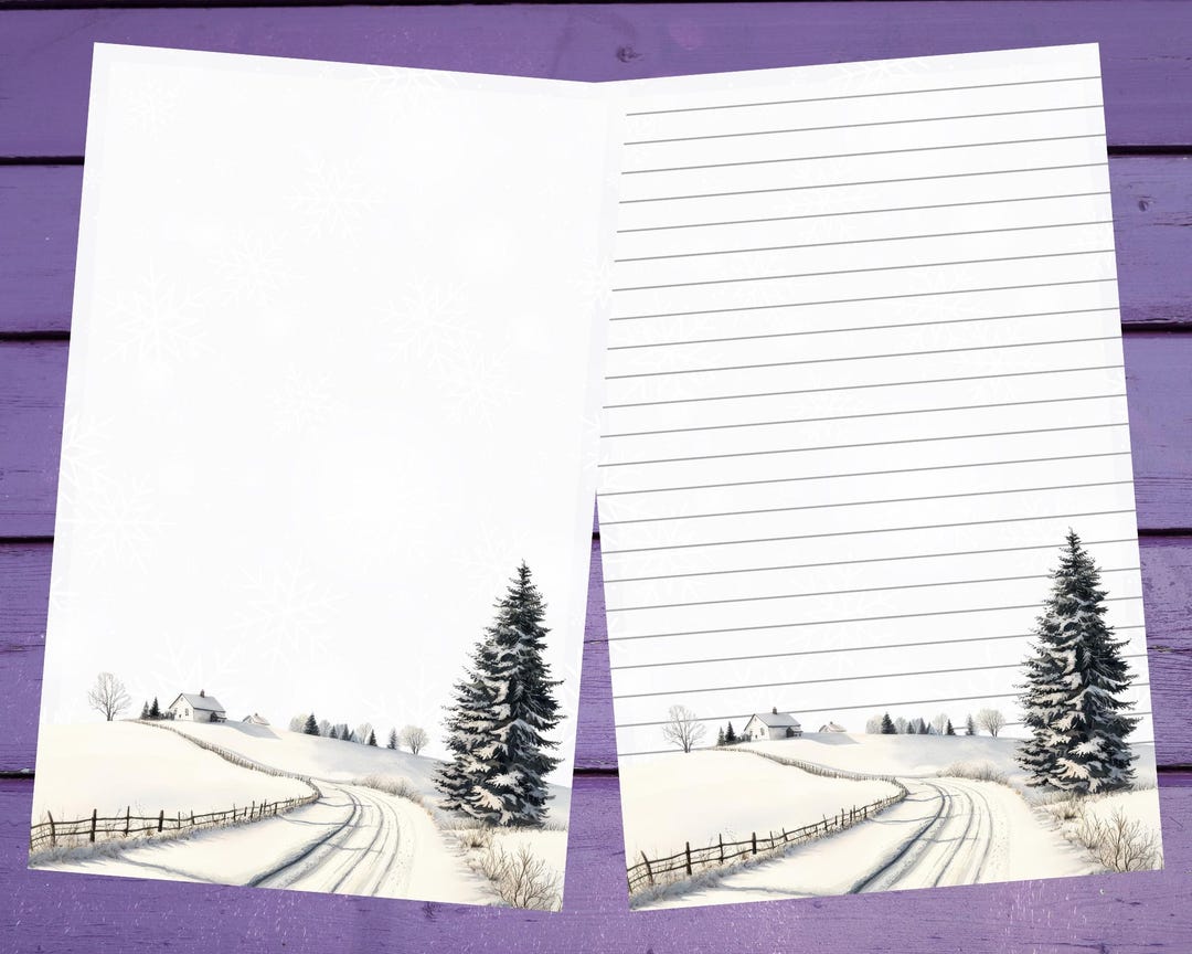 Winter Countryside Letter Writing Paper A5 Stationery Lined/unlined ...