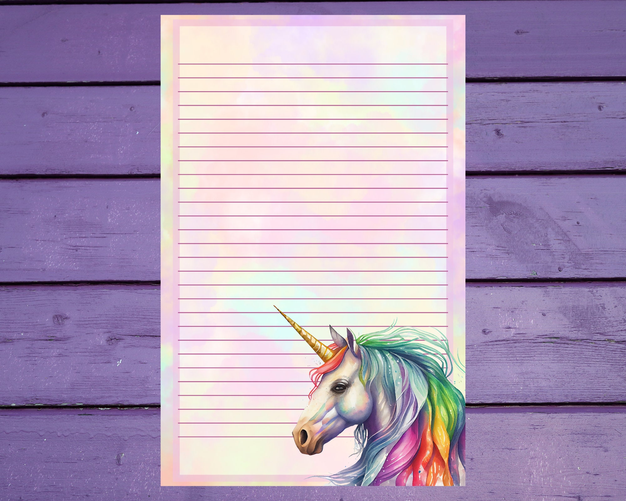 Unicorn Letter Writing Paper A5 Stationery Lined/unlined Penpal ...