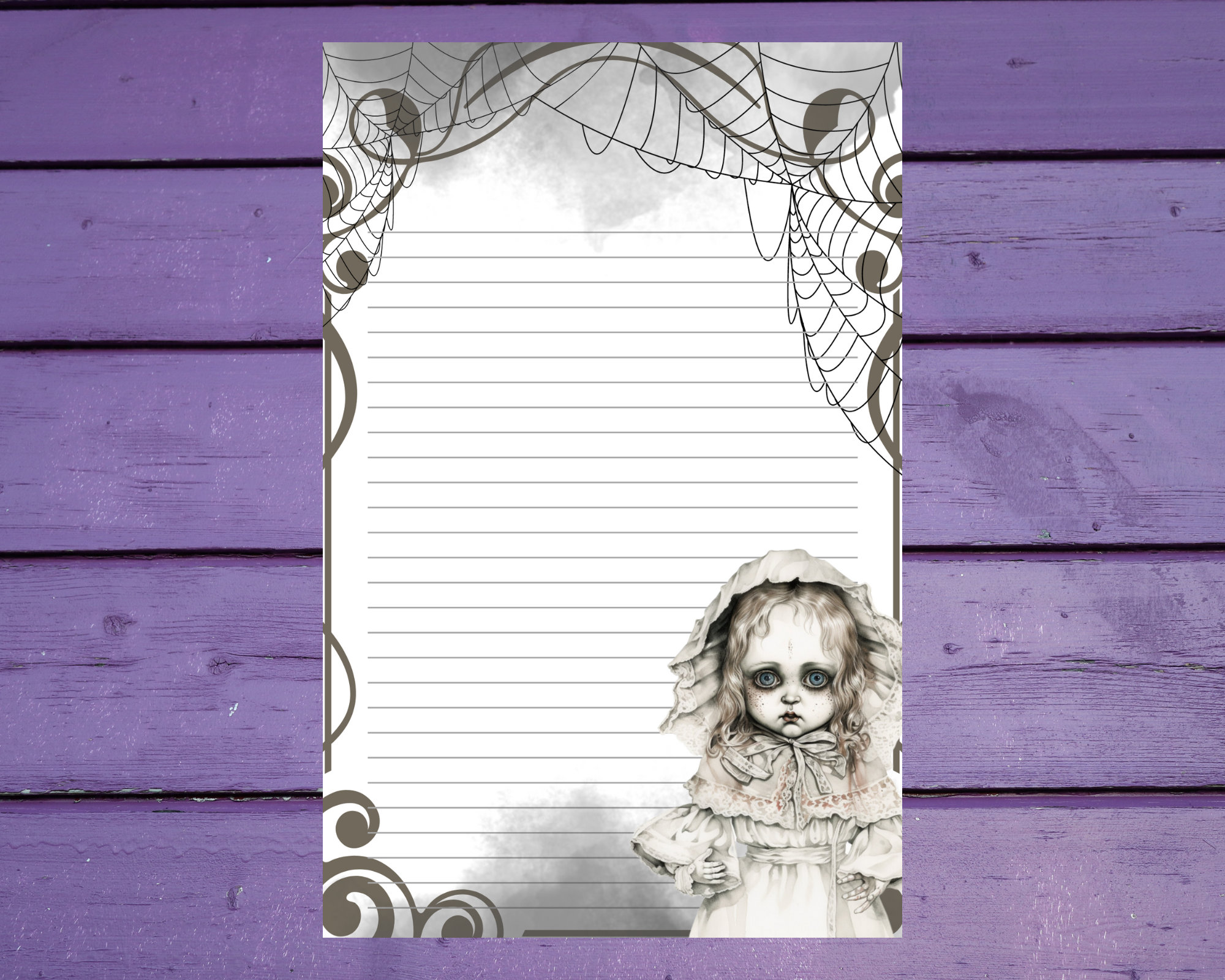 Creepy Doll Letter Writing Paper A5 Stationery Lined/unlined - Etsy