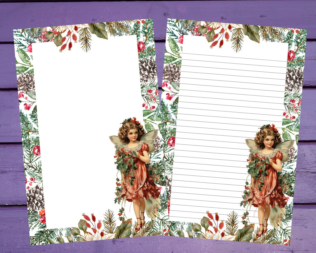 Vintage Christmas Fairy Letter Writing Paper A5 Stationery Lined ...