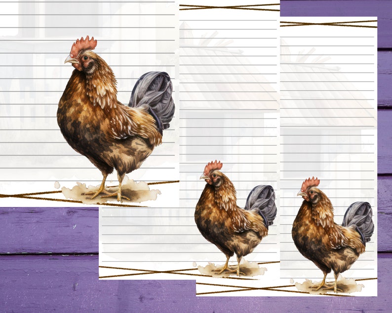 Chicken Letter Writing Paper A5 Stationery Lined/unlined Penpal ...