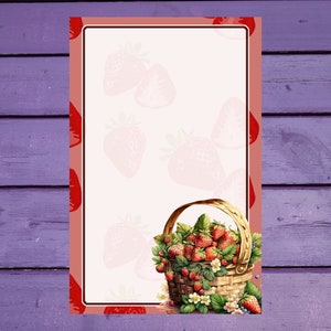 Strawberry Basket Letter Writing Paper A5 Stationery Lined/unlined ...