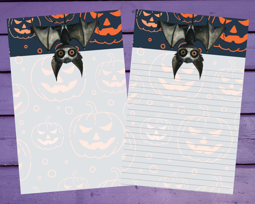 Upside Down Bat Letter Writing Paper A5 Stationery Lined/unlined Penpal ...