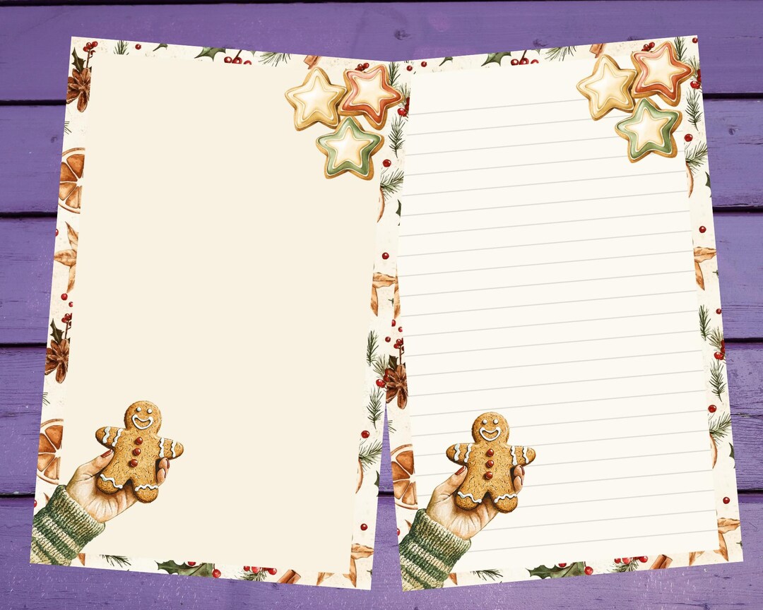 Christmas Cookies Letter Writing Paper A5 Stationery Lined/unlined ...