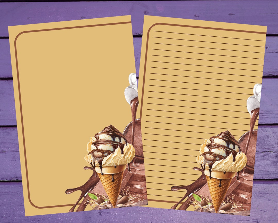 Ice Cream Letter Writing Paper A5 Stationery Lined/unlined Penpal ...