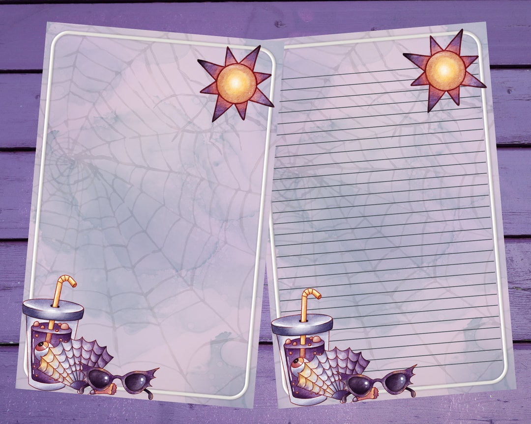 Purple Goth Summer Letter Writing Paper A5 Stationery Lined/unlined ...