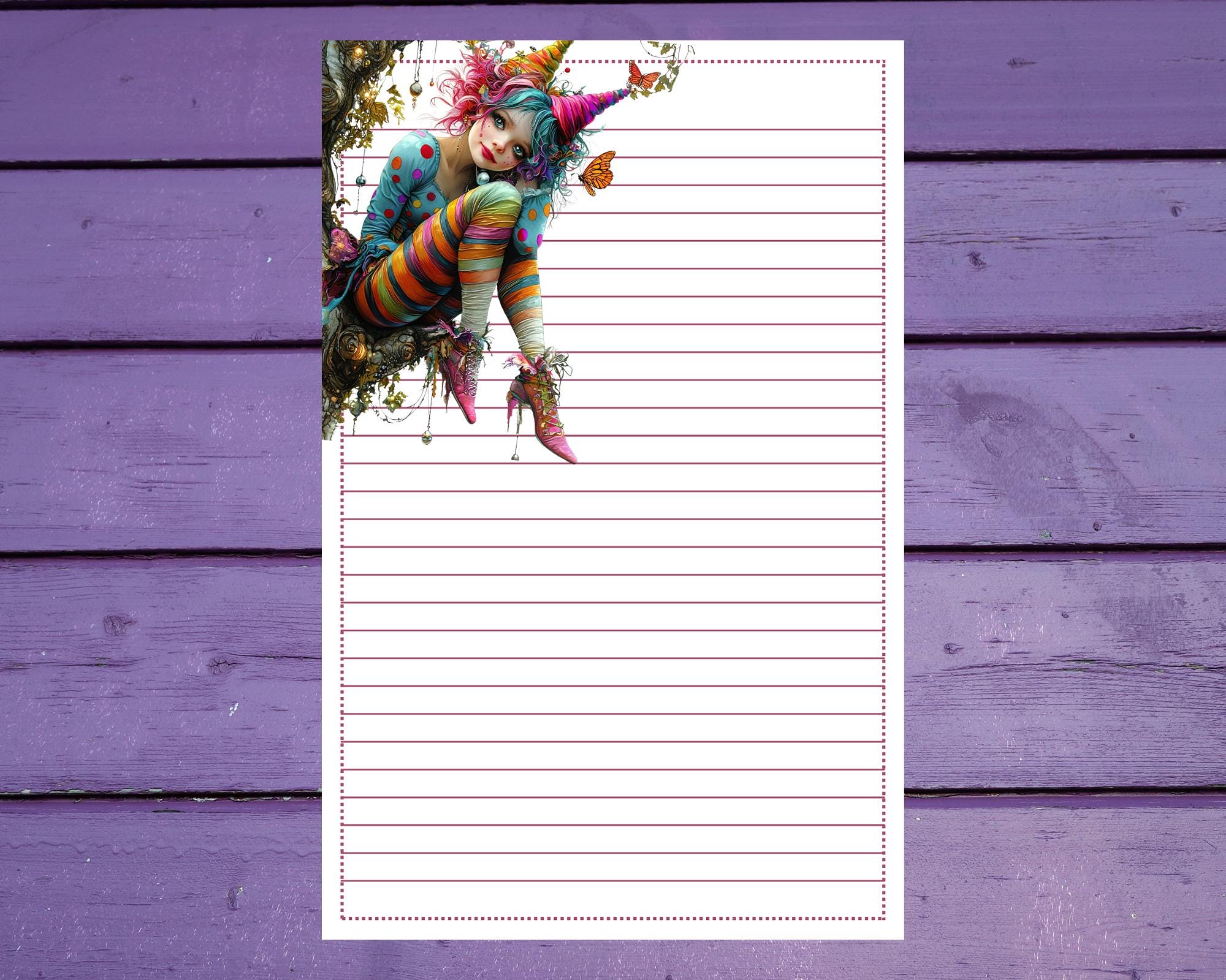 Jester Fairy Letter Writing Paper A5 Stationery Lined/unlined Penpal ...