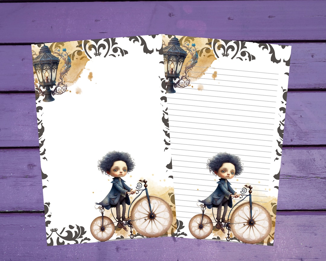 Victorian Bicycle Letter Writing Paper A5 Lined/unlined Stationery ...