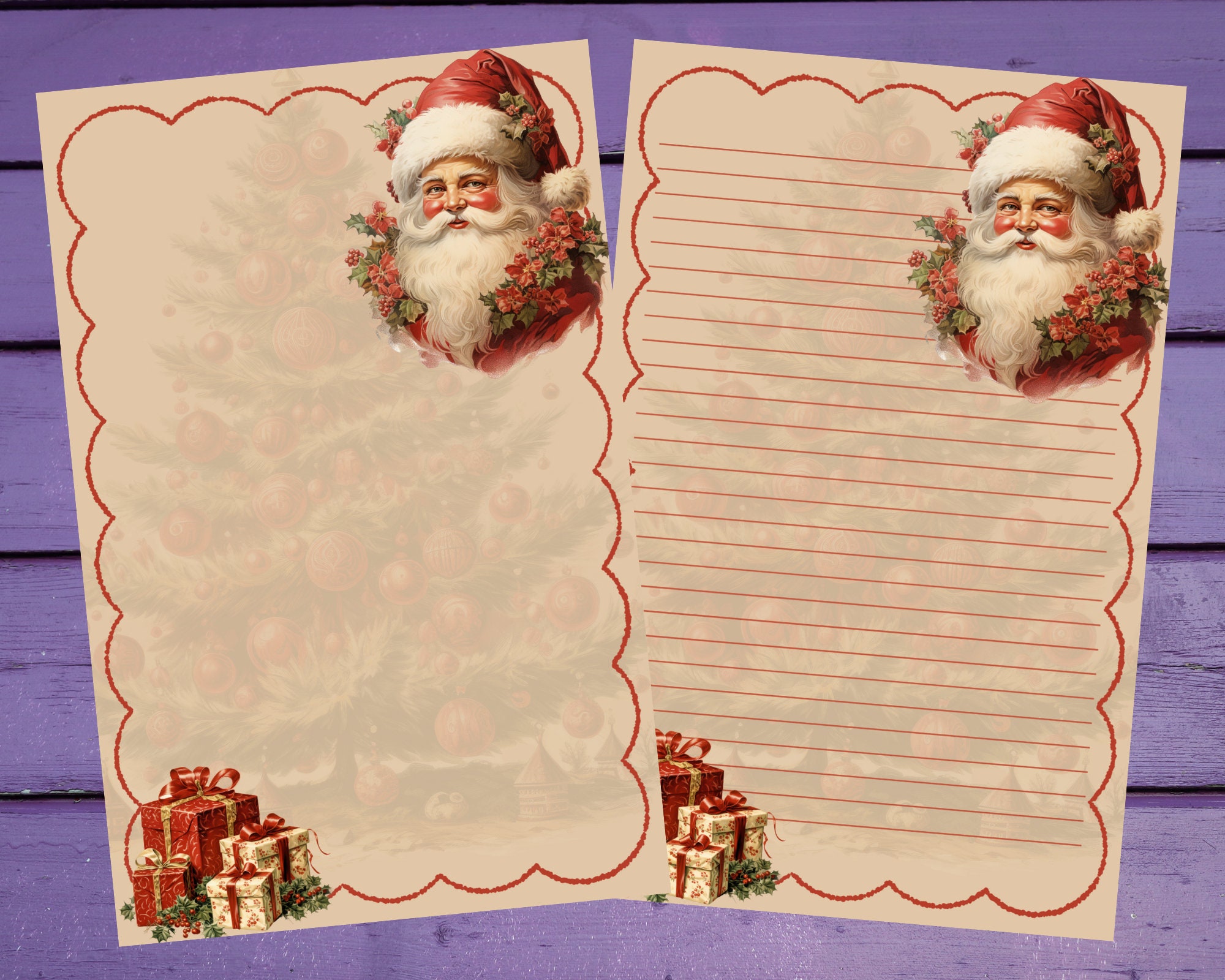 Vintage Santa Letter Writing Paper A5 Stationery Lined/unlined Penpal ...