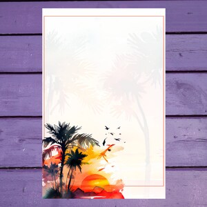 Tropical Sunset Letter Writing Paper A5 Stationery Lined/unlined Penpal ...