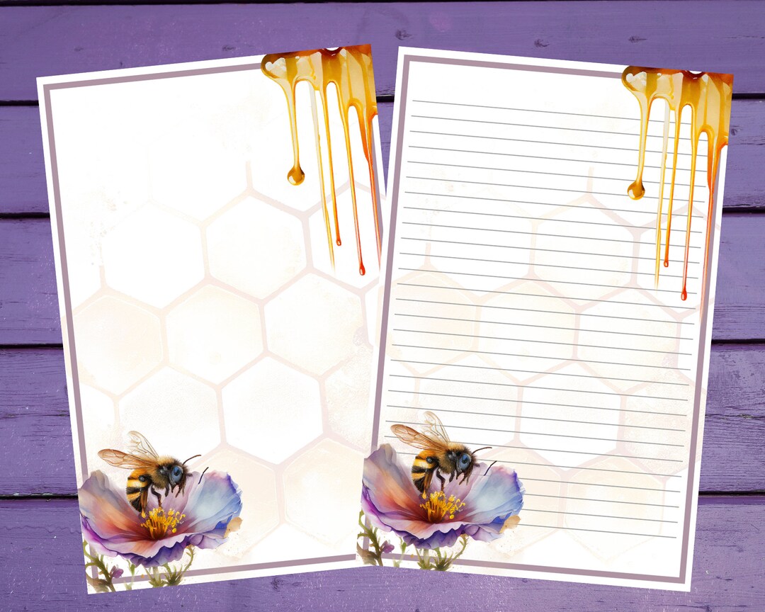 Honey Bee Letter Writing Paper A5 Stationery Lined/unlined Penpal ...