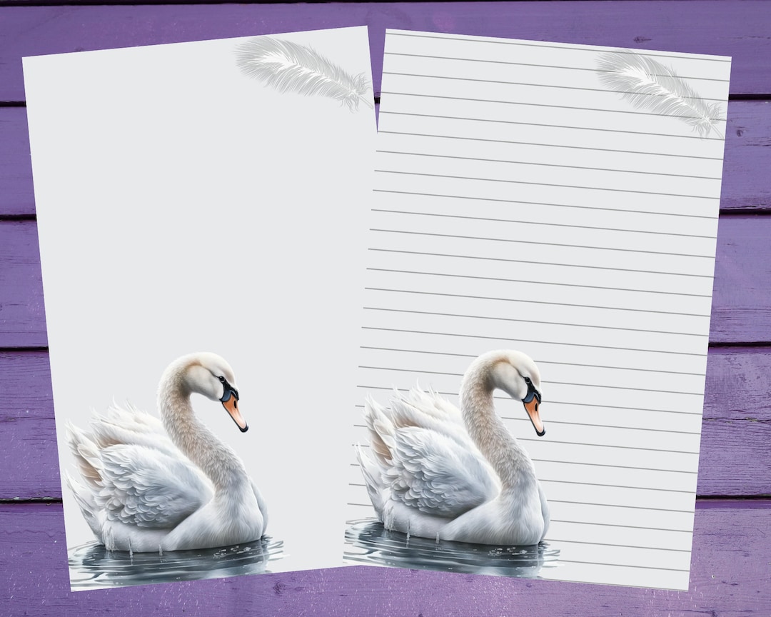 Swan Letter Writing Paper A5 Stationery Lined/unlined Penpal Supplies ...